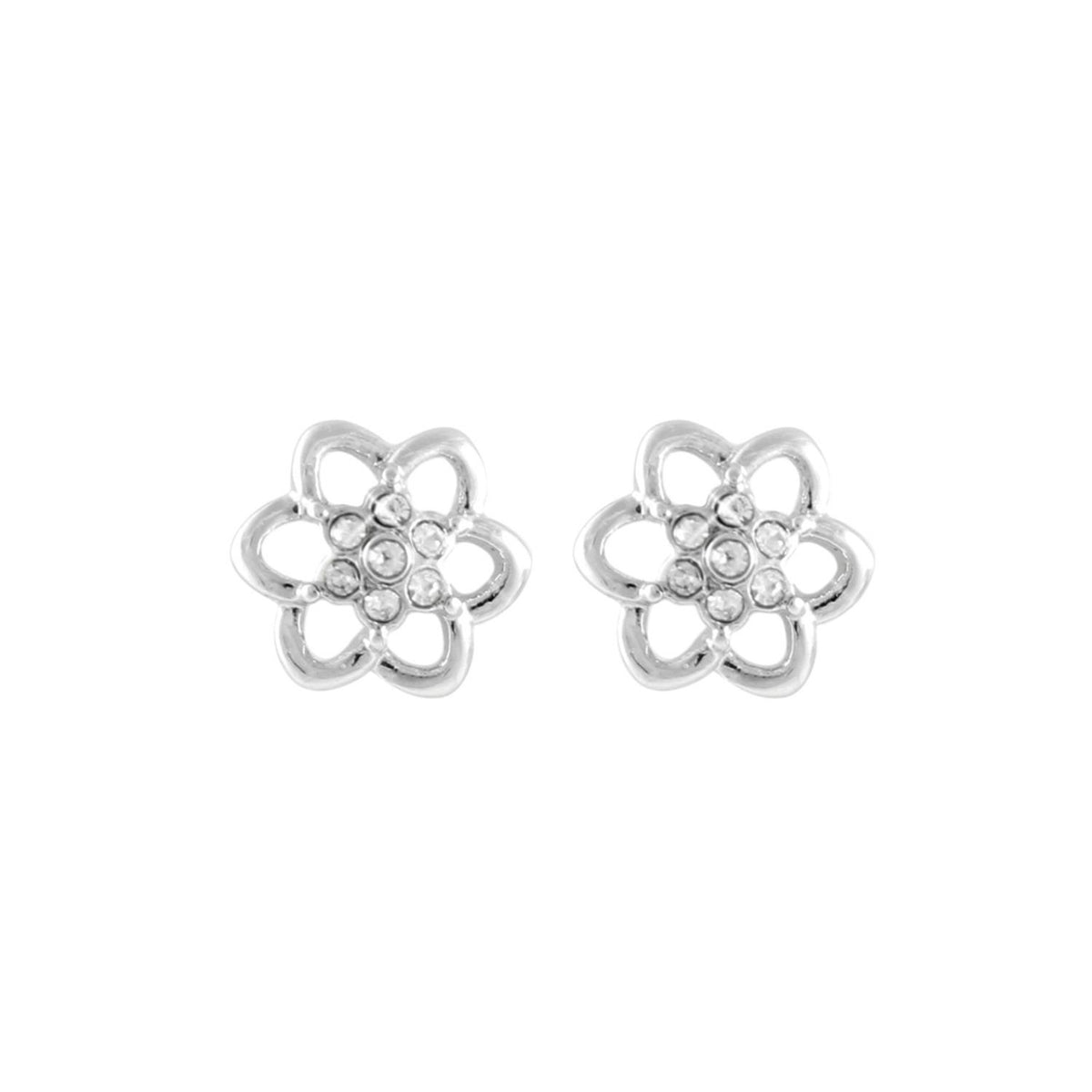 Lila Jewellery Flower Rhodium Stud Earrings – Old Railway Line Garden ...