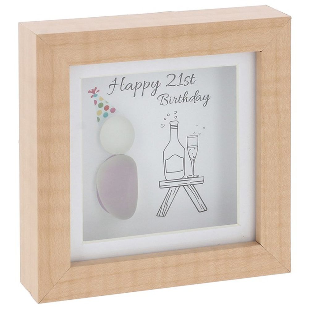 Joe Davies 10cm Pebble Glass Mini Plaque 21st Birthday – Old Railway Line Garden Centre