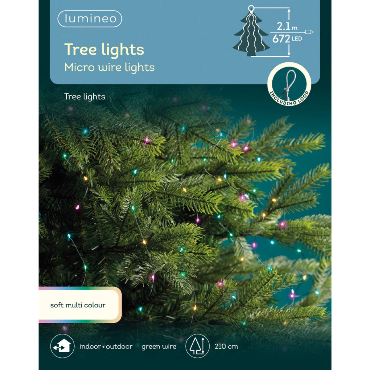 Lumineo 2.1m Soft Multi-Coloured Micro LED Tree Outdoor Lights - 50552 ...