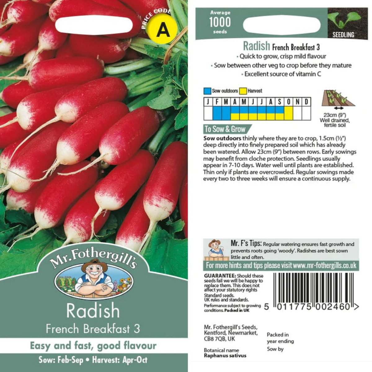 Mr Fothergill's Radish French Breakfast 3 Seeds – Old Railway Line ...
