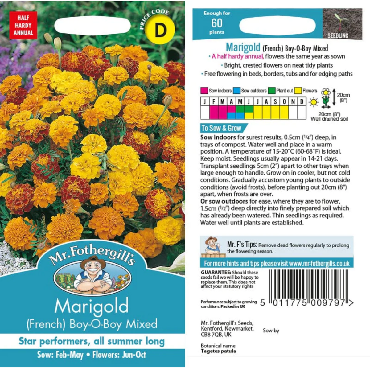 Mr Fothergill's Marigold (French) 'Boy-O-Boy Mixed – Old Railway Line ...