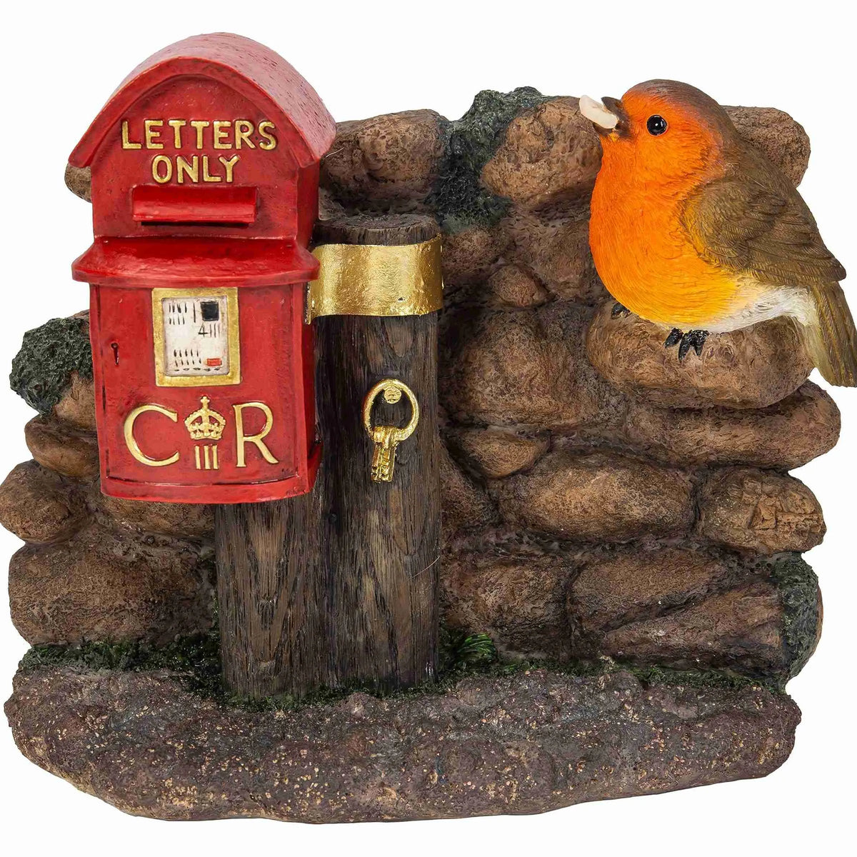 Robin on Postbox/Stone Wall (CR) F BG-RB11-F – Old Railway Line Garden ...