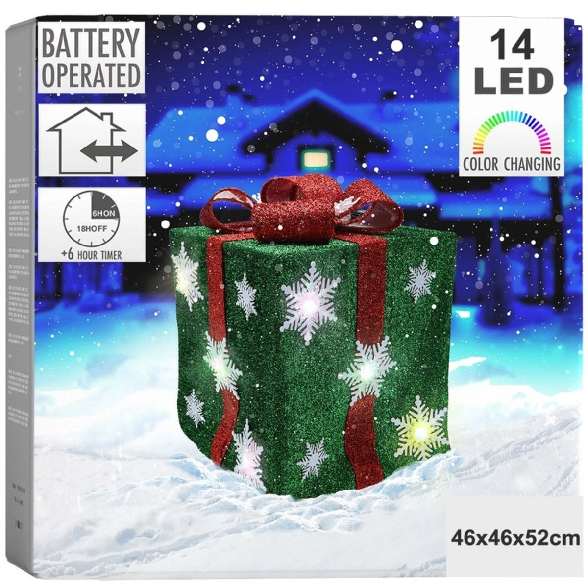 Koopman 46cm LED Green Present – Old Railway Line Garden Centre