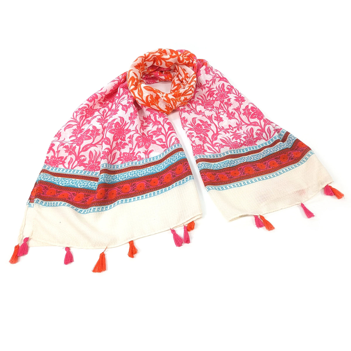 Black Ginger Pink/Orange Juri Bordered Flower Scarf - 736-318 – Old ...