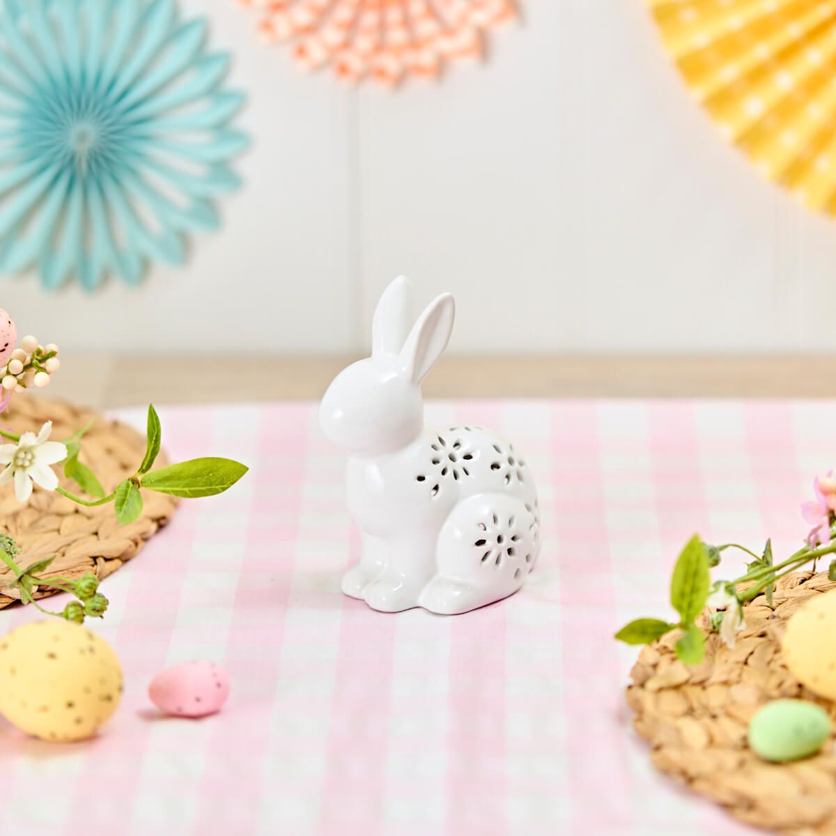 Richard Langs White Bunny Floral Cut Out Ceramic Led Lantern - 7HO102 ...