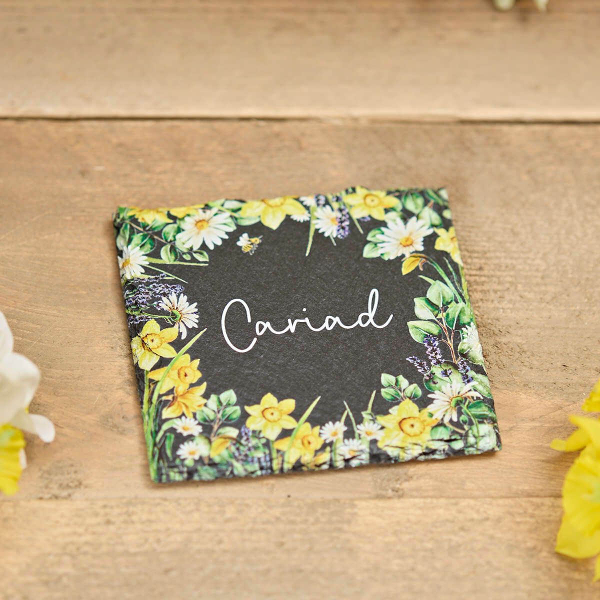 Richard Langs Welsh 'Cariad' Mixed Floral Slate Coaster - 7WL562 – Old ...