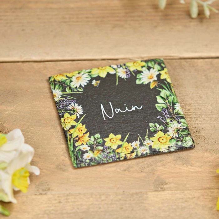 Richard Langs Welsh 'Nain' Mixed Floral Slate Coaster - 7WL564 – Old ...