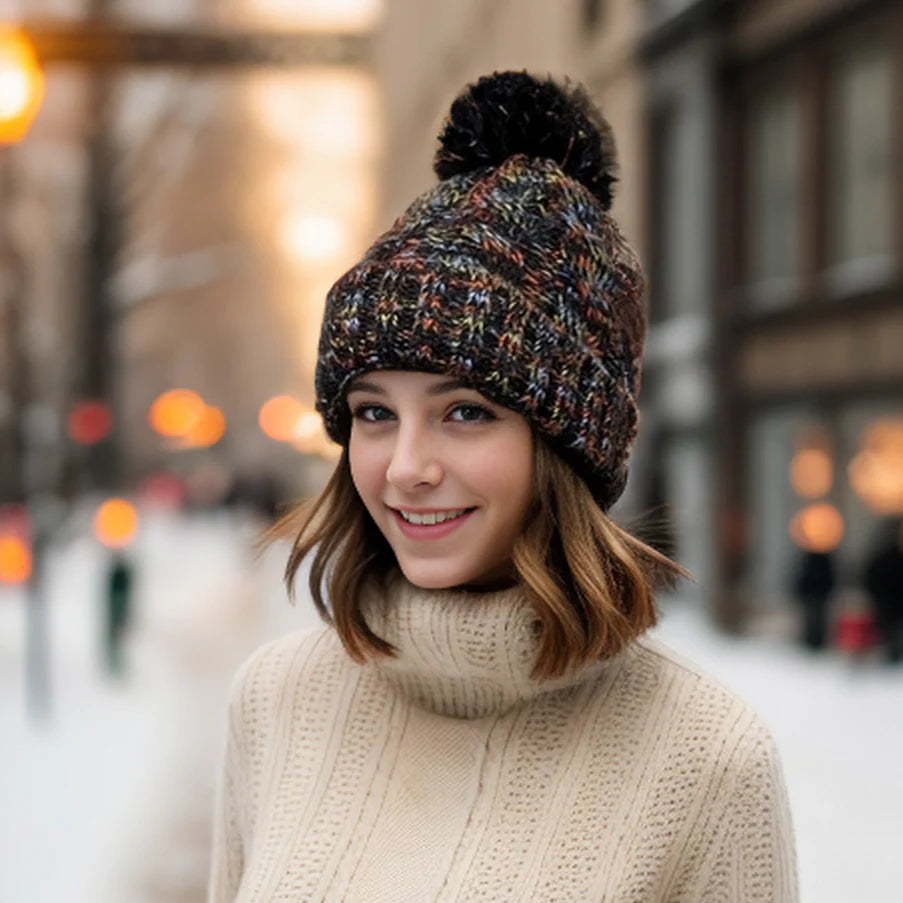 Black Ginger Dark Grey Mottled Cable Knit Bobble Hat - 800-661 – Old ...