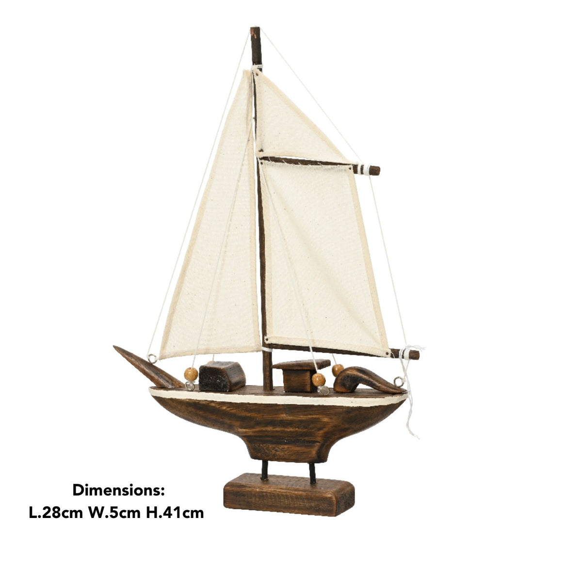 Decoris 41cm Pinewood Boat Ornament – Old Railway Line Garden Centre