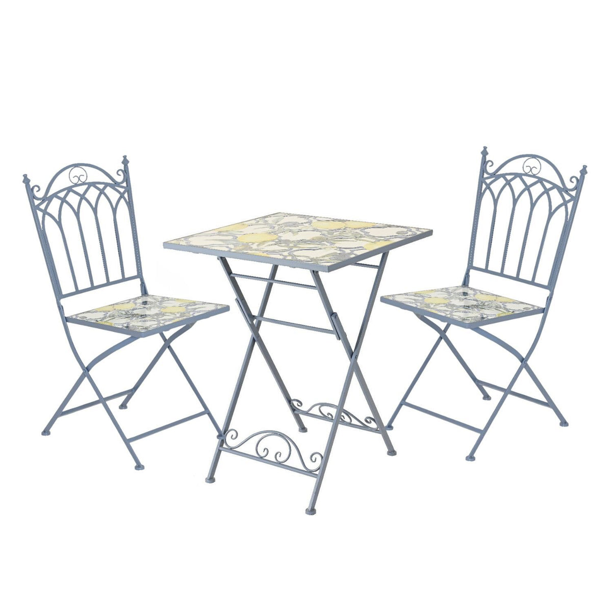 Decoris Mosaic Lemon Sorrento 2 Seater Iron Bistro Set Old Railway