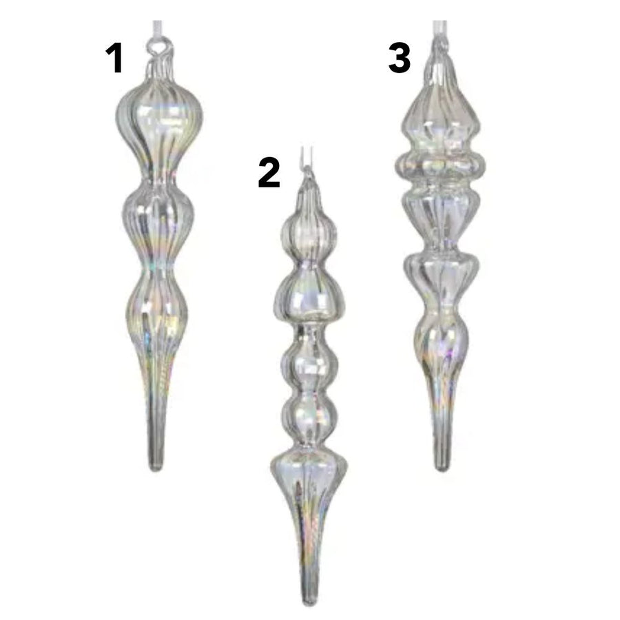 Decoris Transparent Glass Hanging Ornament with Iris Finish (Choice of ...