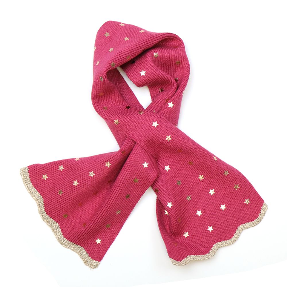 POM Raspberry Recycled Blend Metallic Stars Pull Through Scarf – Old ...