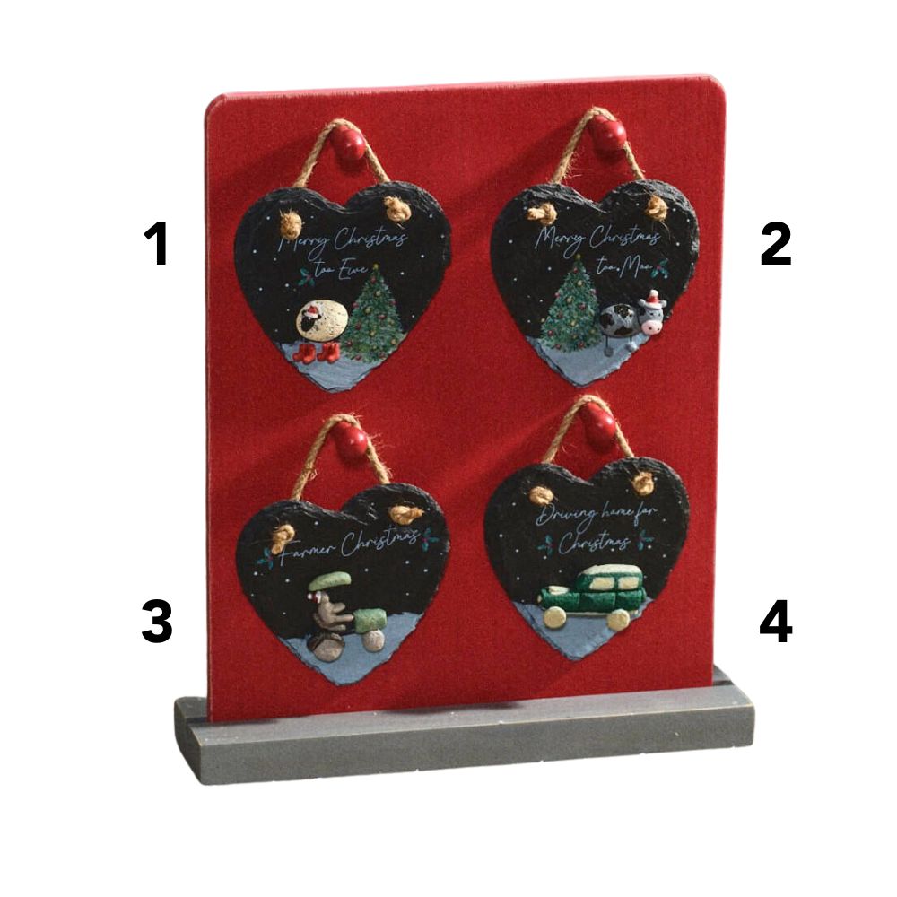Richard Langs Xmas Pebble Heart Slate Hanging Decoration - (Choice of ...