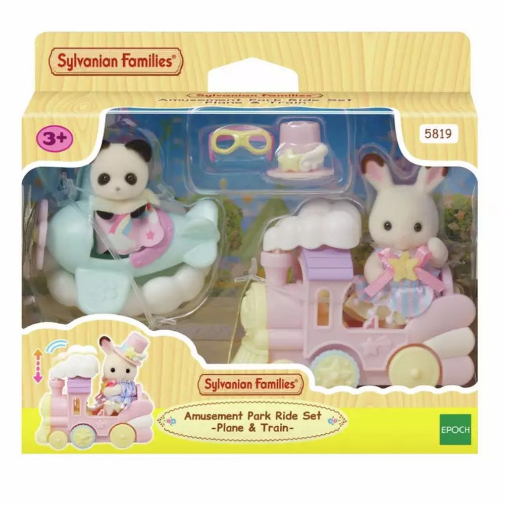 Sylvanian Families Baby Park Ride Set- Plane & Train – Old Railway Line ...