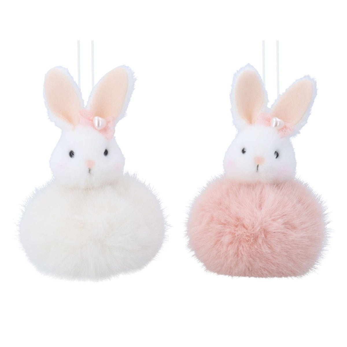 Gisela Graham Fluffy Pom Pom Bunny Hanging Decoration (Choice of 2 ...