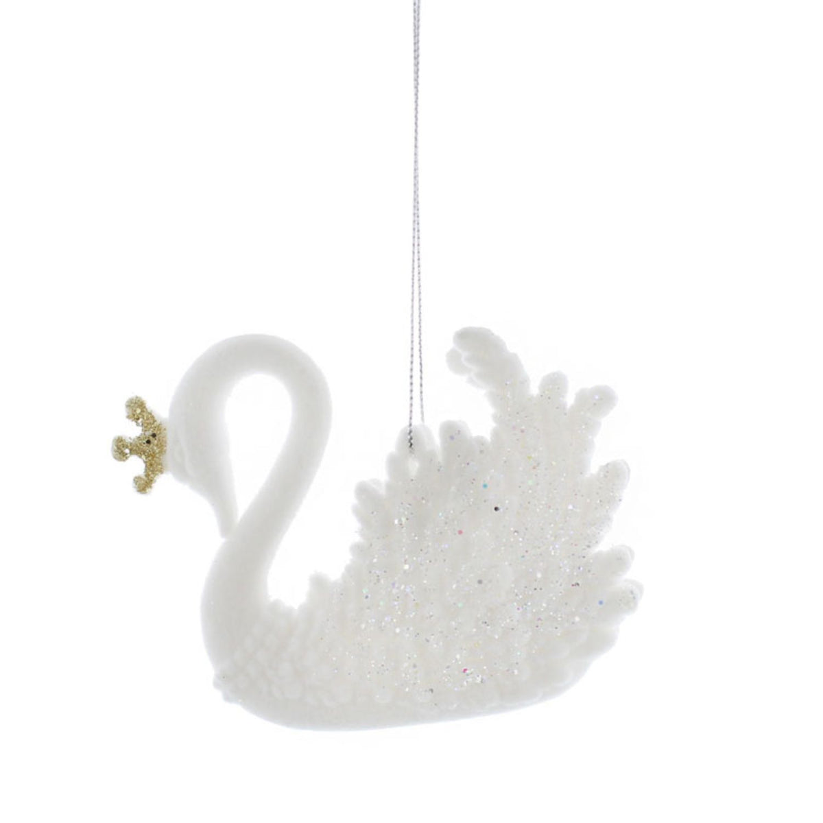 Festive 10cm White Flocked Swan Hanging Decoration – Old Railway Line ...