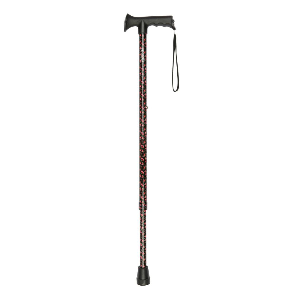Charles Buyers 98cm Black Floral Pattern Adjustable Stick With Gel Gri ...