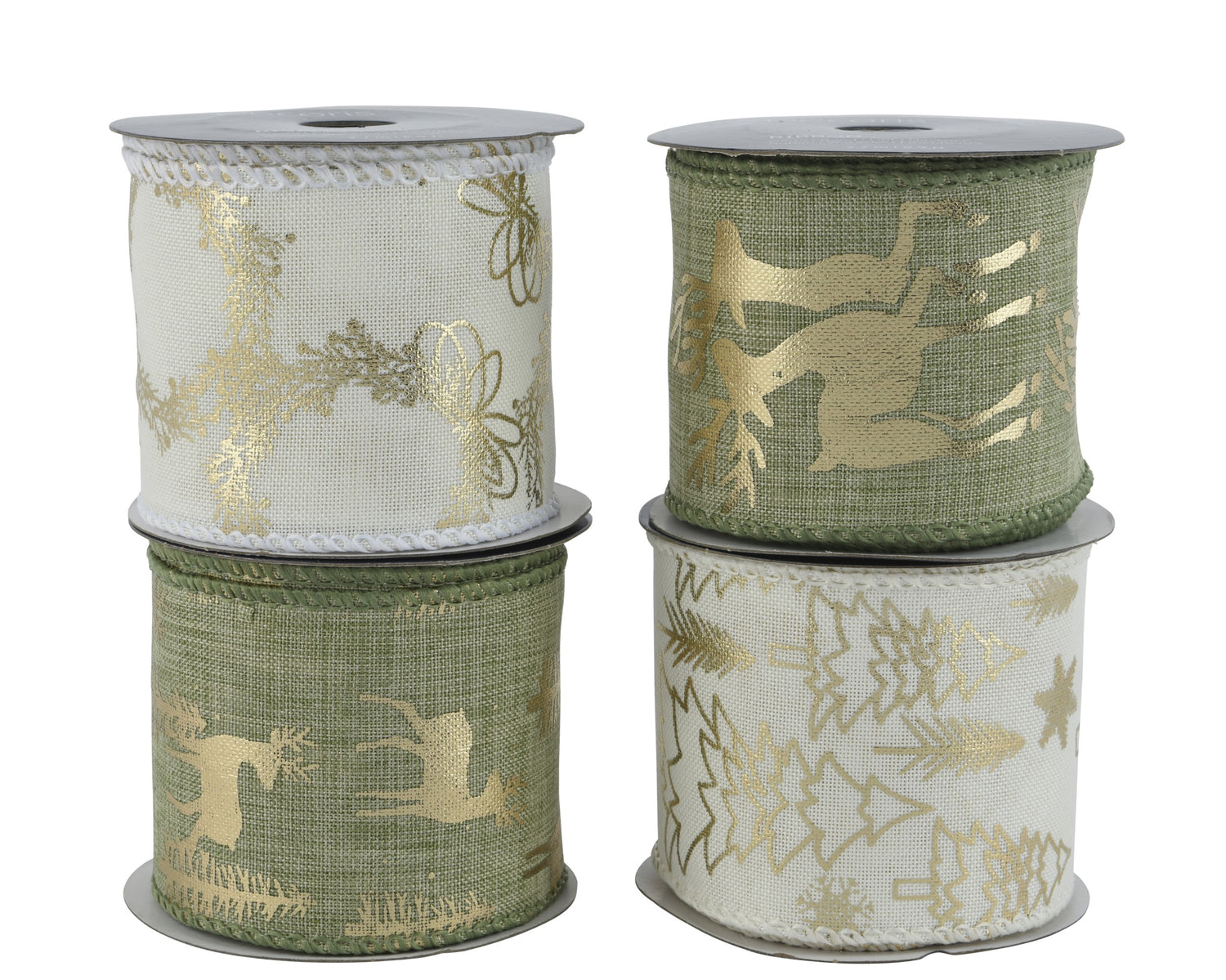 Decoris 270cm Fabric Christmas Ribbon Roll - Green/Beige - (Choice of ...