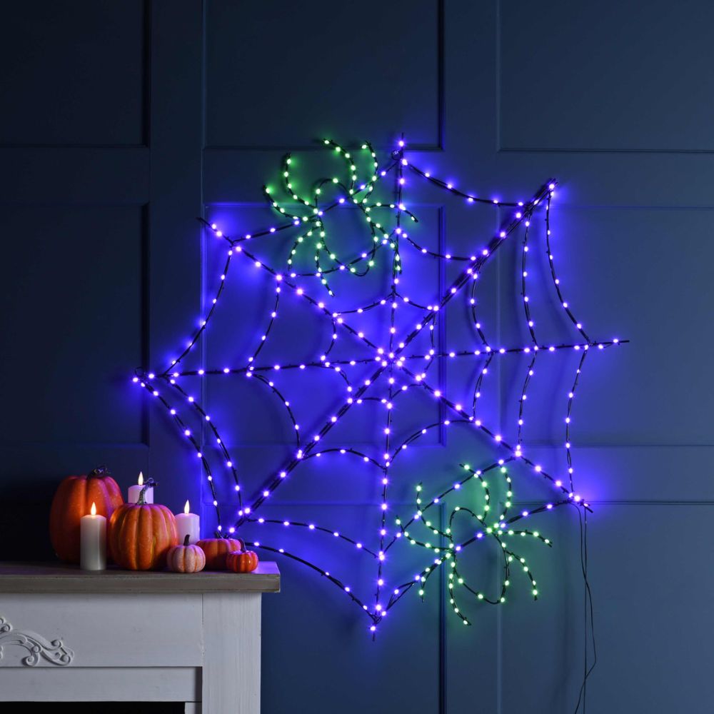 Festive Lit Purple Spider Web Halloween Decoration – Old Railway Line ...