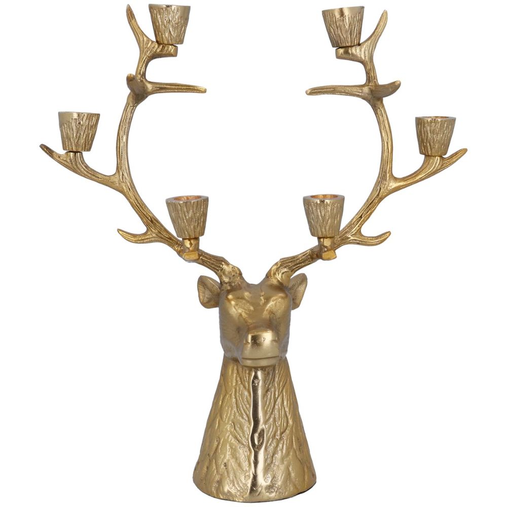 Gisela Graham Gold Stag Head Candelabra – Old Railway Line Garden Centre
