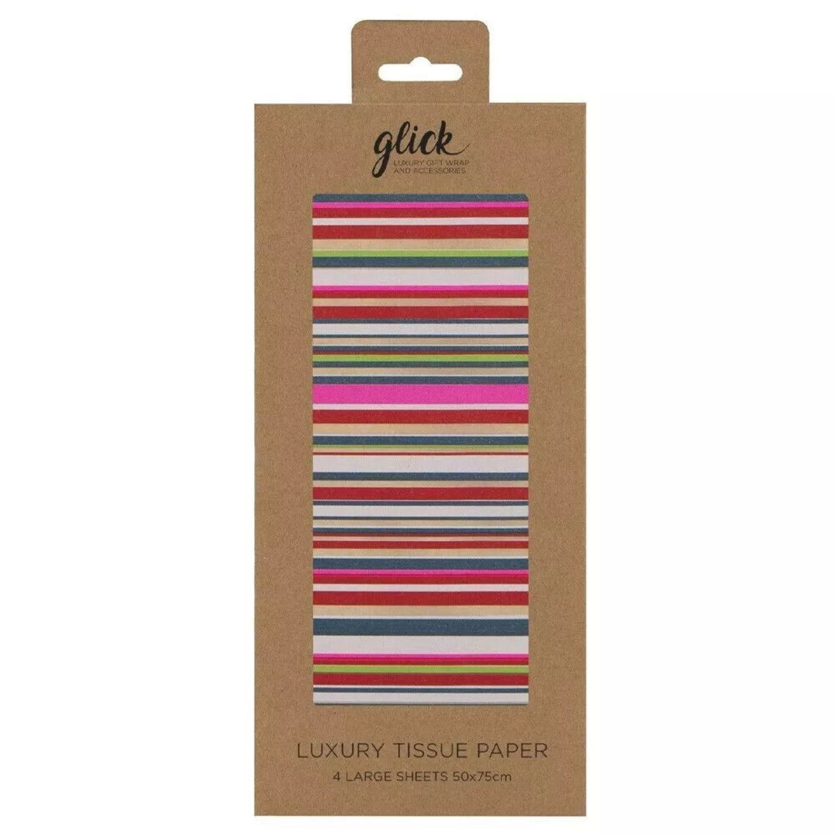 Glick 75cm Stripe Kraft Luxury Tissue Paper (Pack of 4) – Old Railway ...