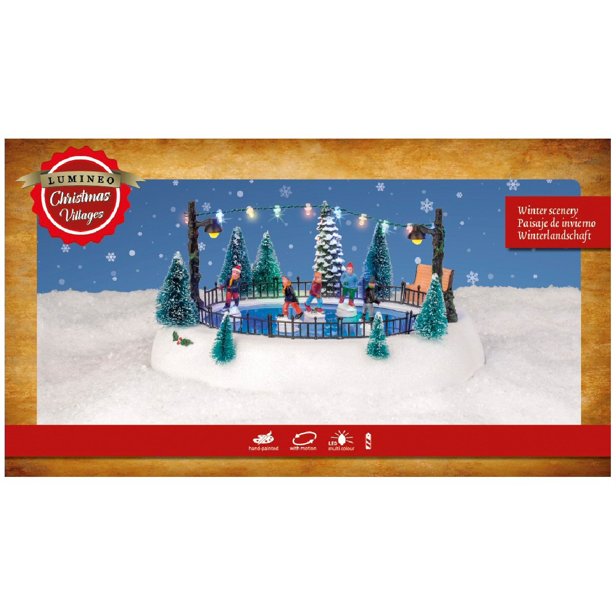 Lumineo Christmas Village 27cm LED Moving Ice Skating Scene – Old ...