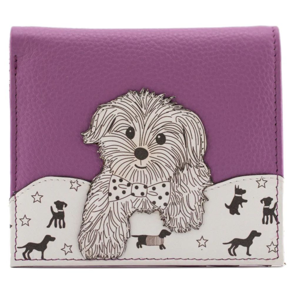 Mala Leather Purple Coco Pup Compact Purse With Zip Coin Pocket – Old ...