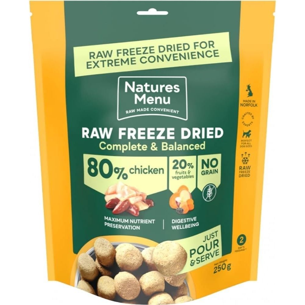 Natures Menu 250g Freeze Dried Complete & Balanced 80/20 Chicken Dog T ...