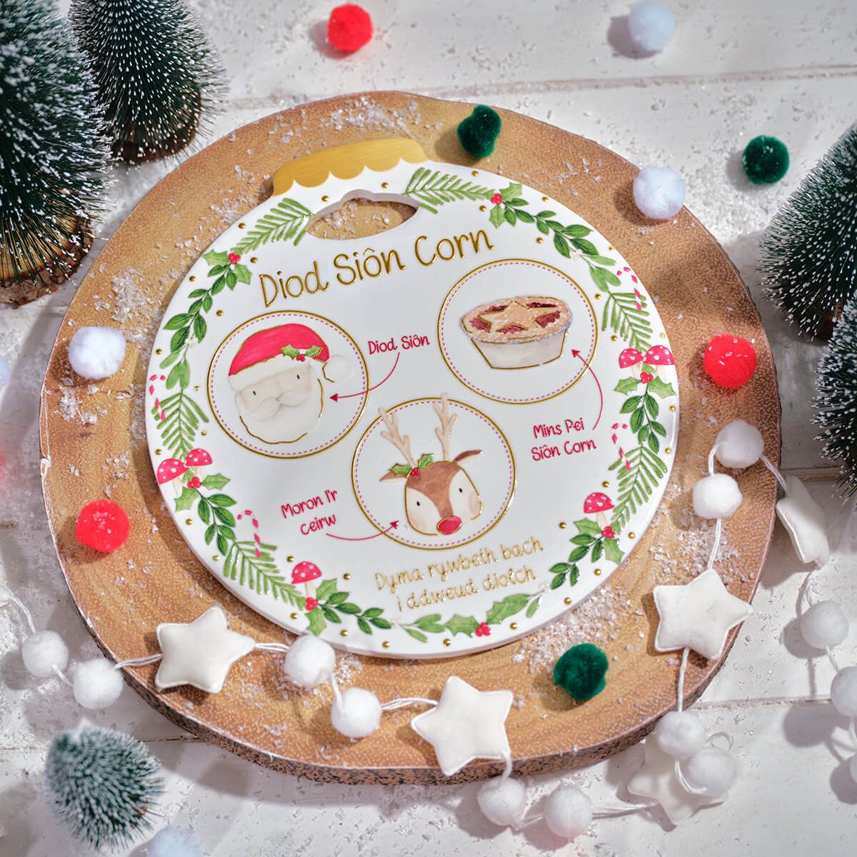 Richard Langs 20cm Welsh Sion Corn Santa & Rudolph Ceramic Treat Plate ...
