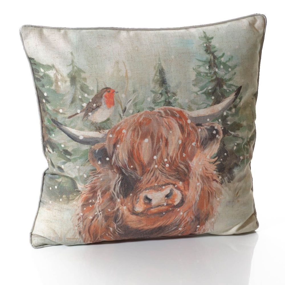 Richard Langs 45cm Frosted Highland Cow Cushion – Old Railway Line ...