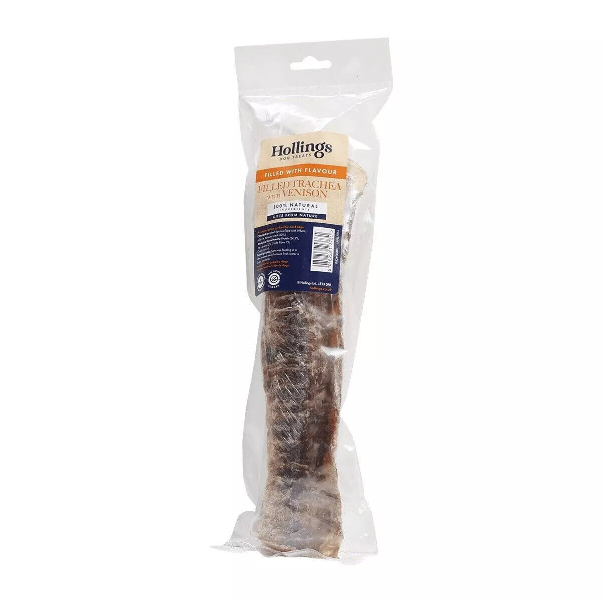 Hollings 100 Large Natural Beef Trachea Filled With Venison Dog Chew T ...