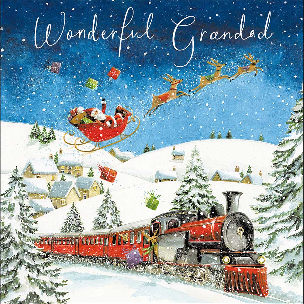 Woodmansterne Grandad - Steam Train with Santa Sleigh Christmas Card ...