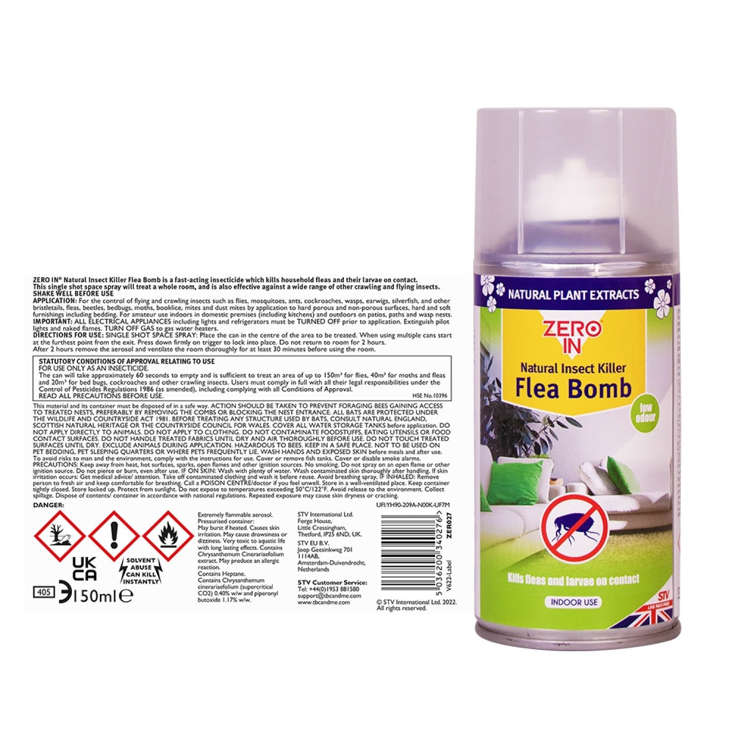 Zero In 150ml Natural Insect Killer Flea Bomb One Shot Aerosol – Old ...