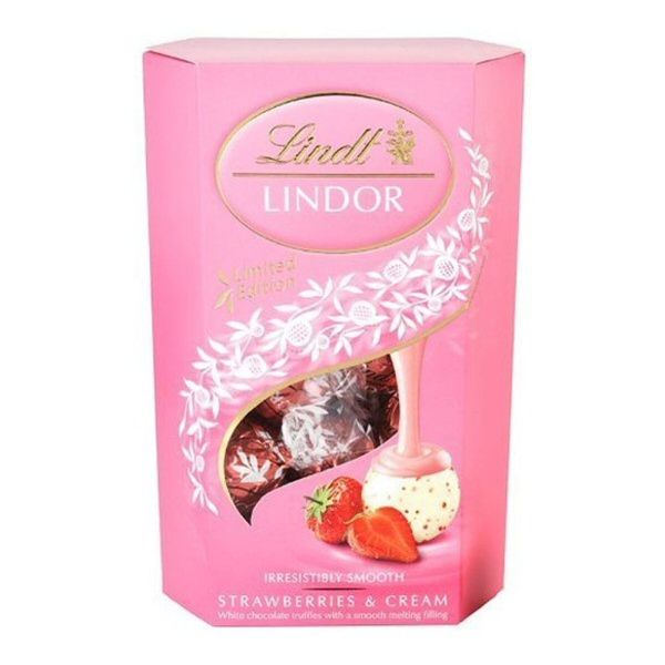 Lindt 200g Lindor Strawberry & Cream Milk Chocolate Truffles – Old ...