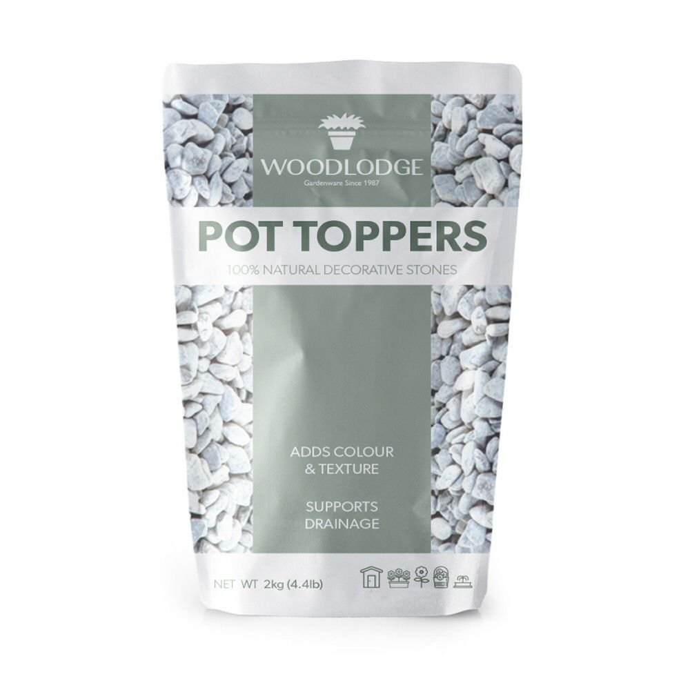Woodlodge 2kg White Pot Topper Chippings – Old Railway Line Garden Centre